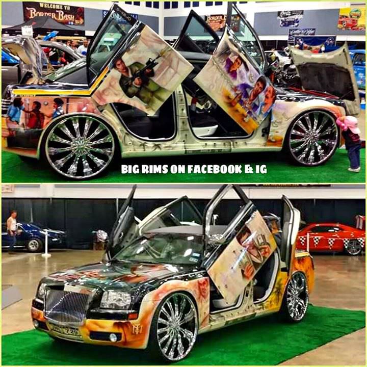 300 c on 28's Scarface air brush - Big Rims - Custom Wheels