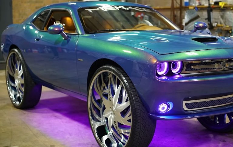CJ's Dodge Challenger V8 on 34 inch Wheels (Video Available) - Big Rims ...
