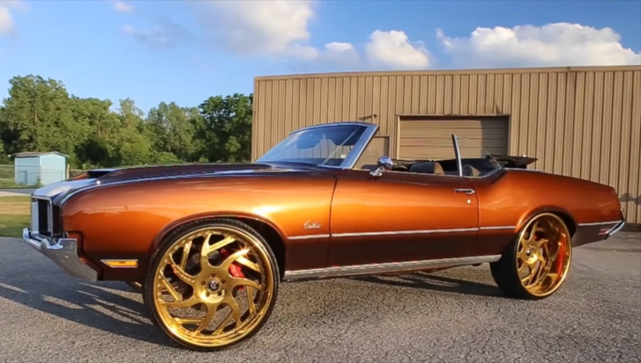 Candy Root-Beer 1979 Oldsmobile Cutlass Convertible on 26" Gold Wheels ...
