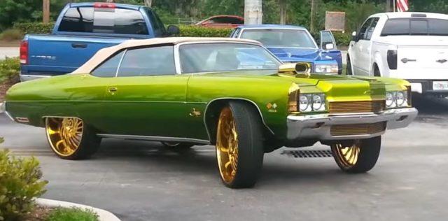 Candy Slime Green Chevy Impala Gold 30 inch Wheels - Big Rims - Custom ...