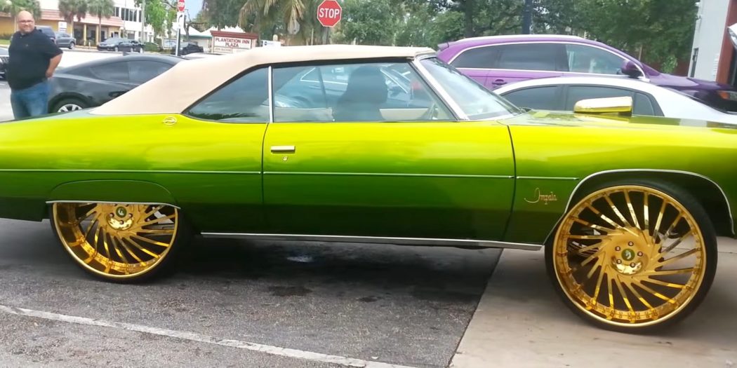 Candy Slime Green Chevy Impala Gold 30 inch Wheels - Big Rims - Custom ...