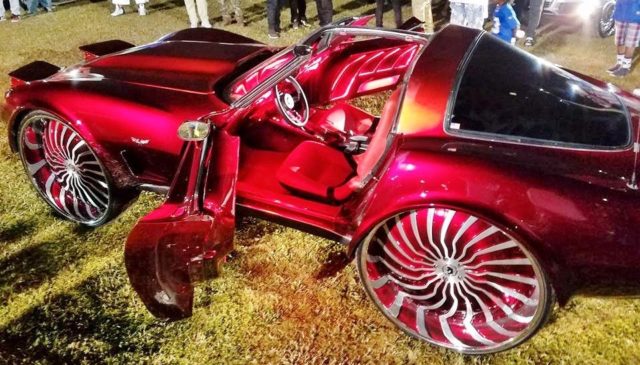 First in the World Candy Red 78 Chevy Corvette on 30" Magro Forgiatos ...