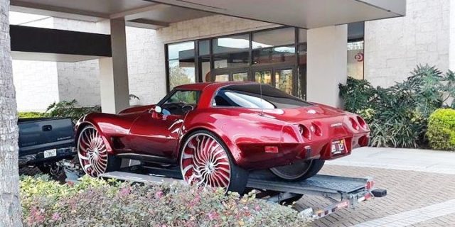 First in the World Candy Red 78 Chevy Corvette on 30" Magro Forgiatos ...
